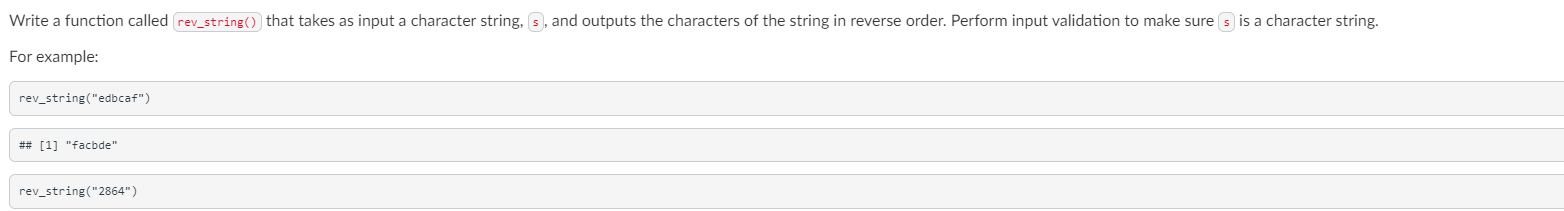 Solved For example: rev_string("edbcaf") ## [1] "facbde" | Chegg.com