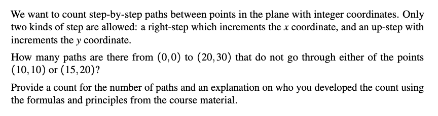 Solved We want to count step-by-step paths between points in | Chegg.com