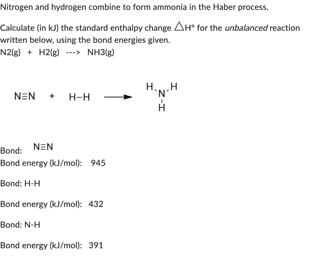 Solved Nitrogen And Hydrogen Combine To Form Ammonia In The