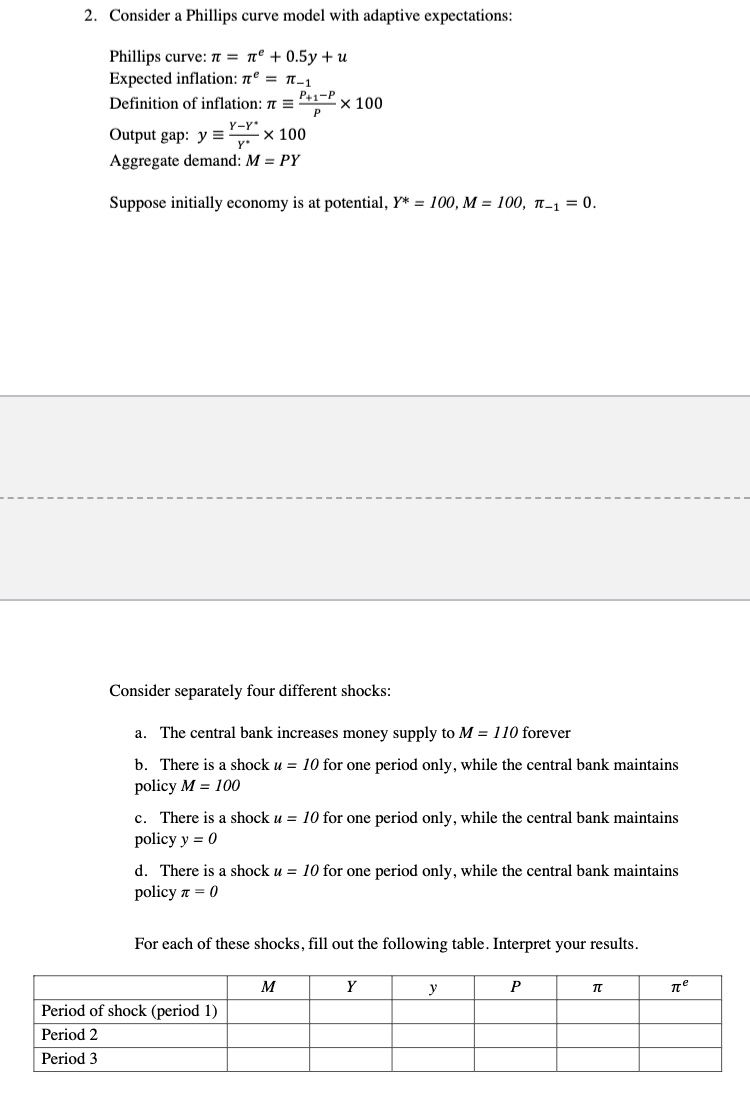 Solved 2. Consider a Phillips curve model with adaptive | Chegg.com