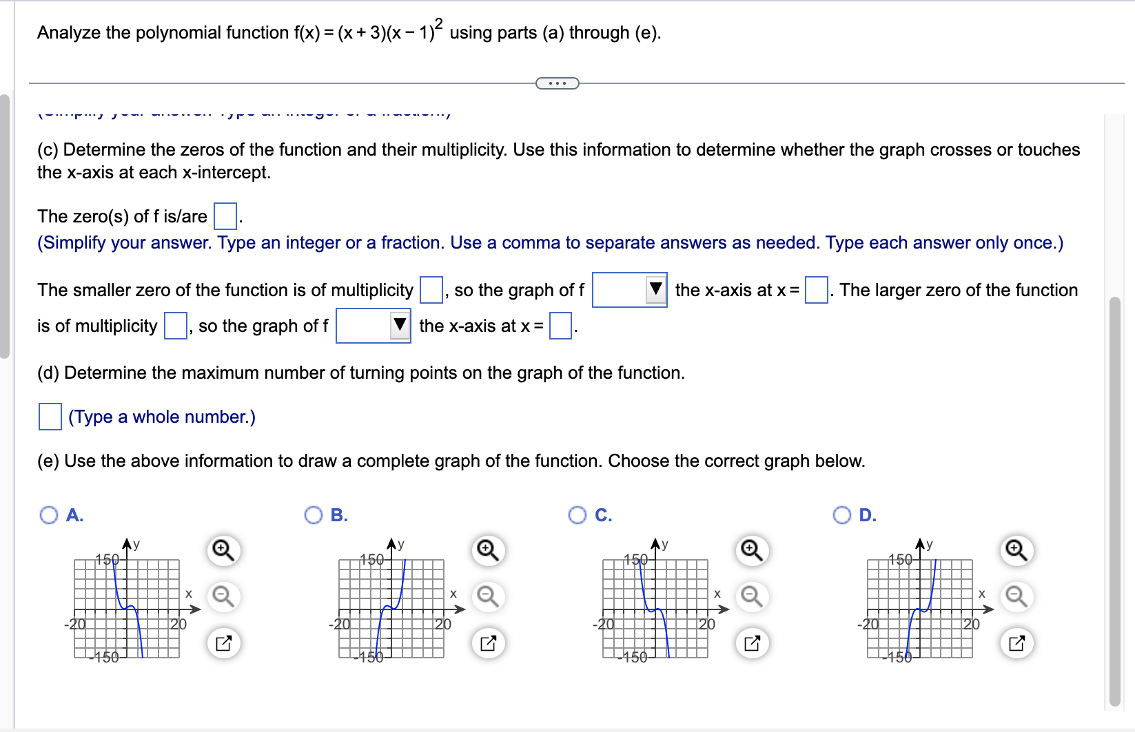 Solved Analyze the polynomial function f(x)=(x+3)(x−1)2 | Chegg.com