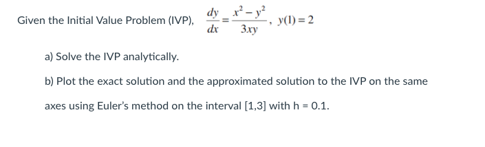 Solved Given the Initial Value Problem (IVP), dyr?- y? dx | Chegg.com
