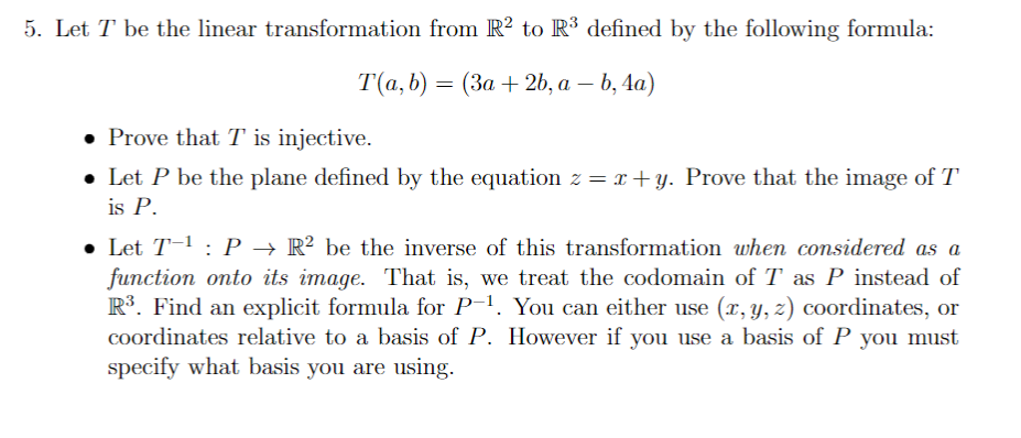 Solved Let T be the linear transformation from R2 to R3 | Chegg.com