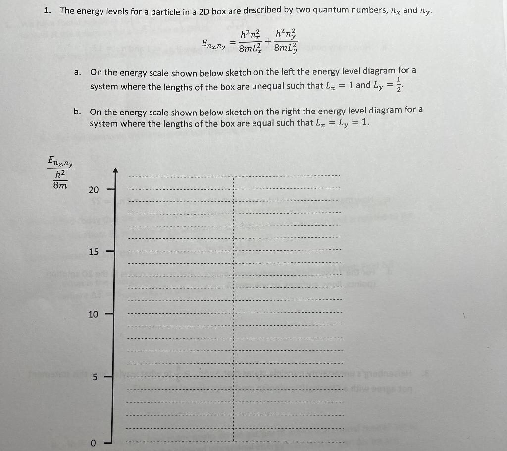 Solved 1. The energy levels for a particle in a 2D box are | Chegg.com