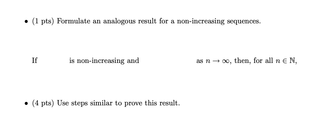 Solved 5a) (10 pts) Let {xn} be a non-decreasing sequence | Chegg.com