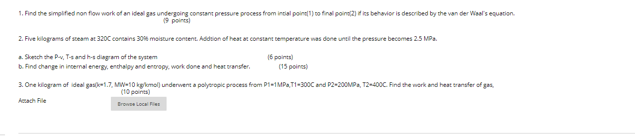 Solved 1. Find the simplified non flow work of an ideal gas | Chegg.com