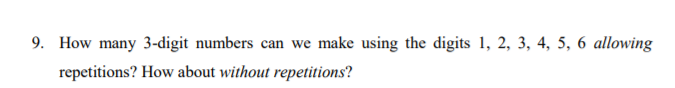Solved 9. How many 3-digit numbers can we make using the | Chegg.com