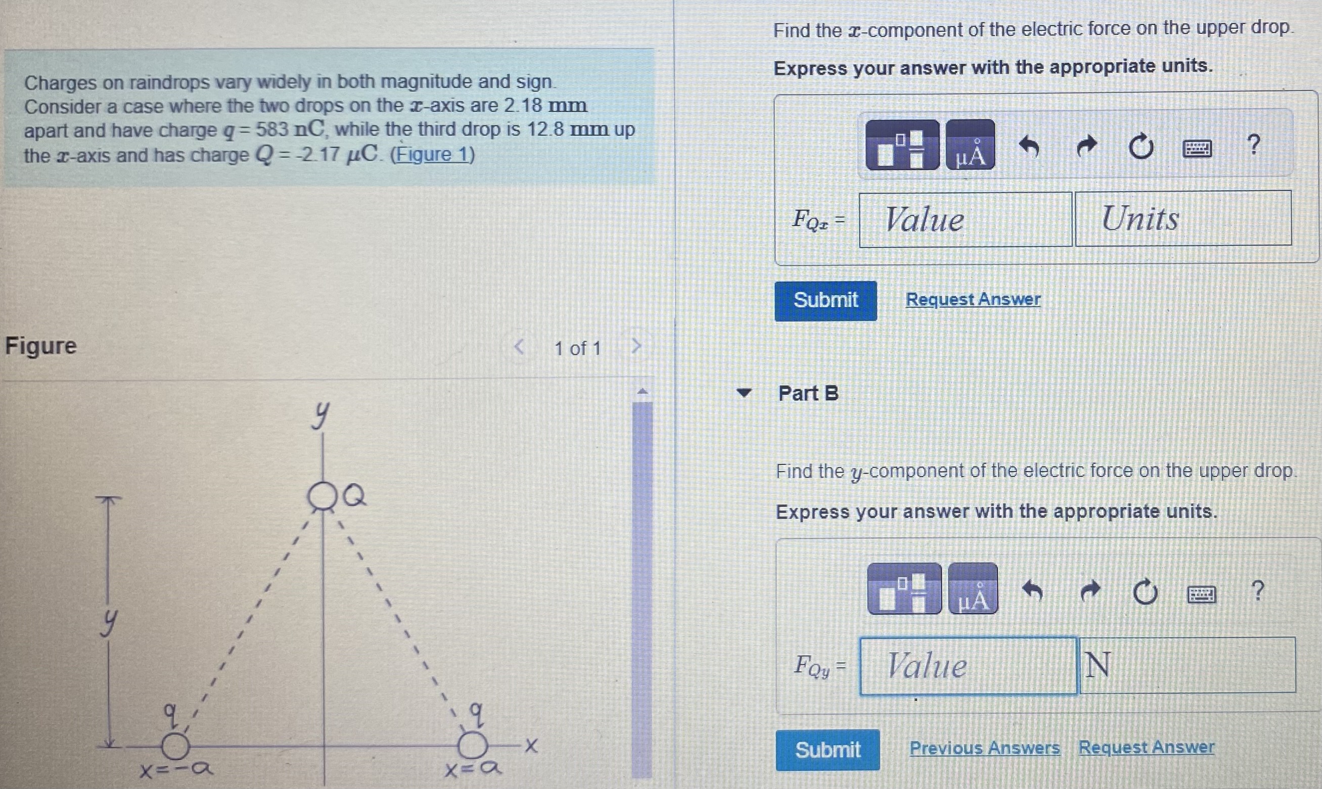 Solved Find the x-component of the electric force on the | Chegg.com