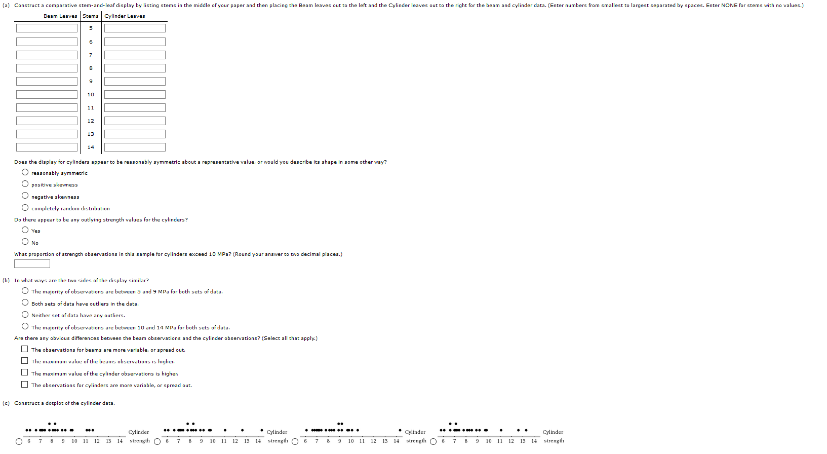 A Construct A Comparative Stem And Leaf Display By
