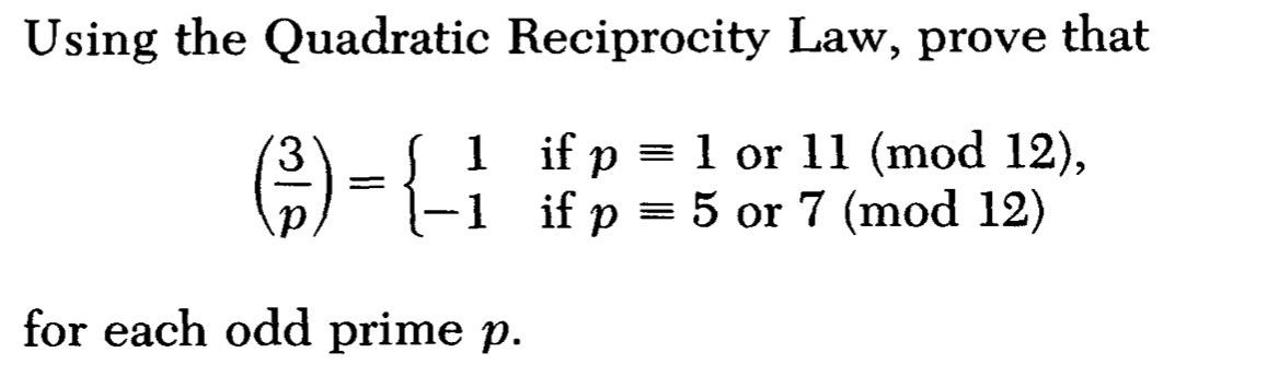 Solved Using the Quadratic Reciprocity Law, prove that | Chegg.com