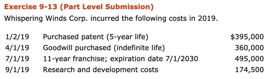 Solved Exercise 9-13 (Part Level Submission) Whispering | Chegg.com