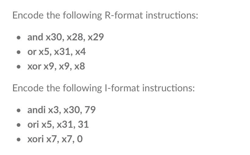 Solved Encode the following R-format instructions: • and | Chegg.com