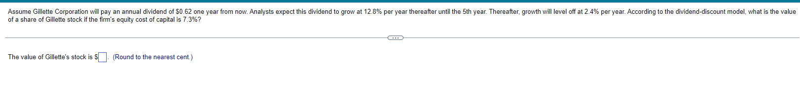 Solved of a share of Gillette stock if the firm's equity | Chegg.com