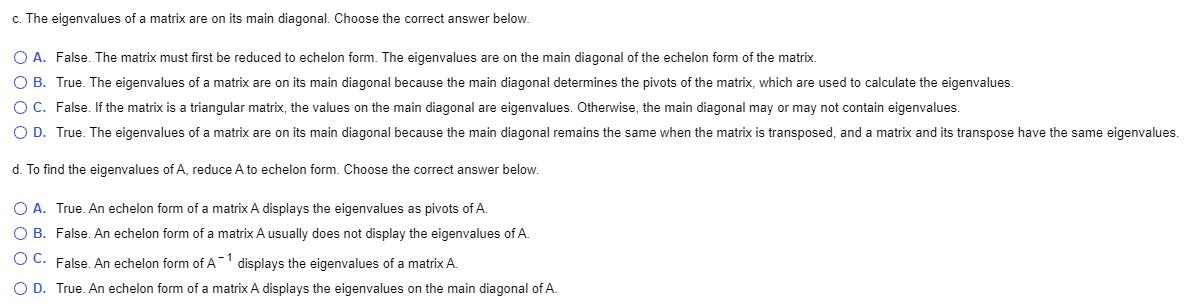 Solved A is an nxn matrix. Mark each statement below True or | Chegg.com