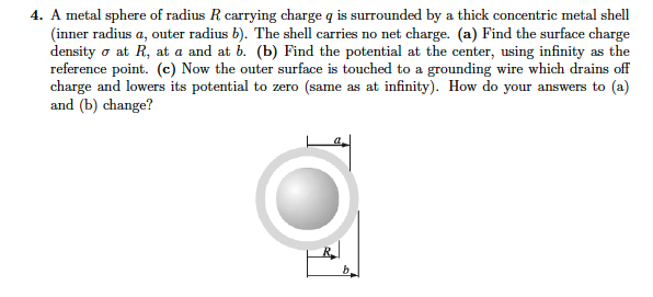 Solved 4. A metal sphere of radius R carrying charge q is | Chegg.com
