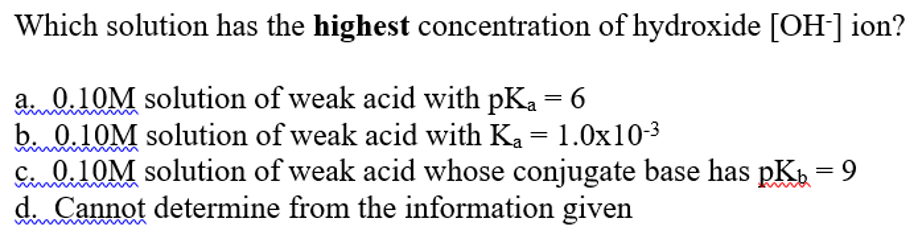 Solved Which solution has the highest concentration of | Chegg.com