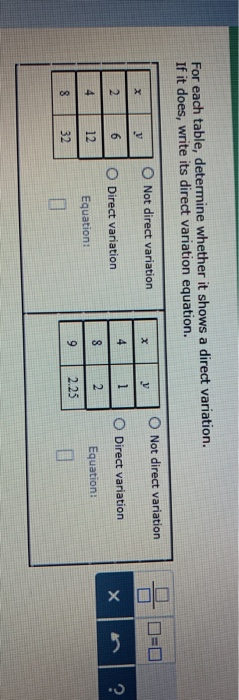 Solved For each table, determine whether it shows a direct | Chegg.com