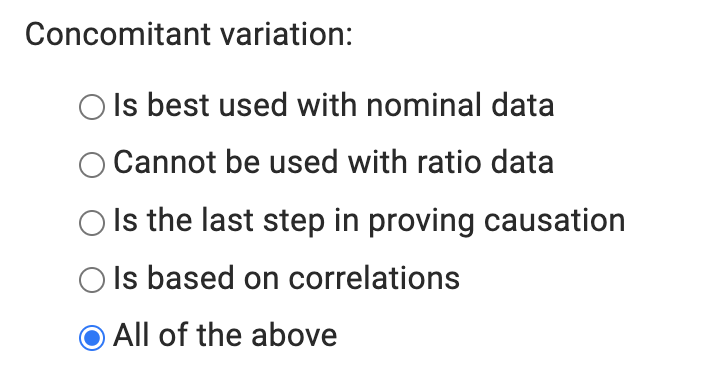 Solved Concomitant variation: O is best used with nominal | Chegg.com