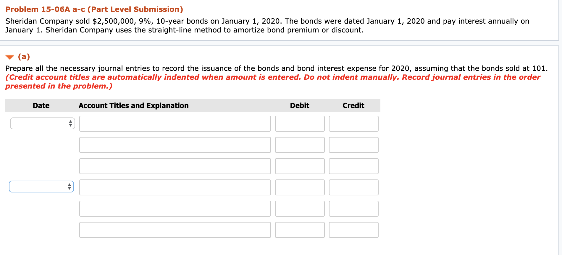 Solved Problem 15-06A a-c (Part Level Submission) Sheridan | Chegg.com