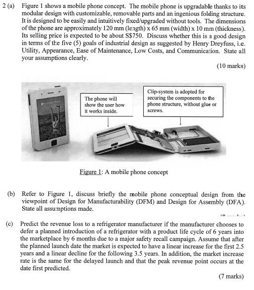 2 (a) Figure 1 shows a mobile phone concept. The | Chegg.com
