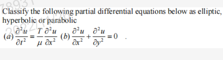 Solved Classify the following partial differential equations | Chegg.com