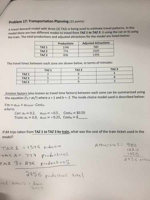 Solved Problem 17: Transportation Planning (15 points) A | Chegg.com
