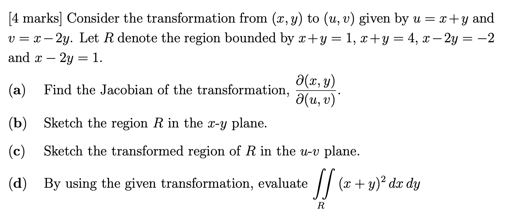 Solved [4 ﻿marks] ﻿Consider the transformation from (x,y) | Chegg.com