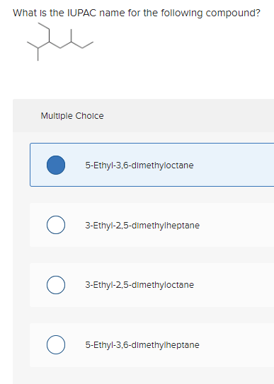 Solved What is the IUPAC name for the following compound? yu | Chegg.com
