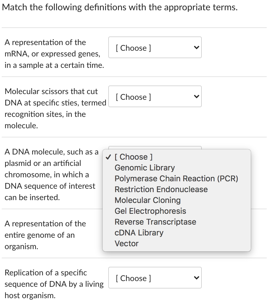 Solved Match the following definitions with the appropriate | Chegg.com