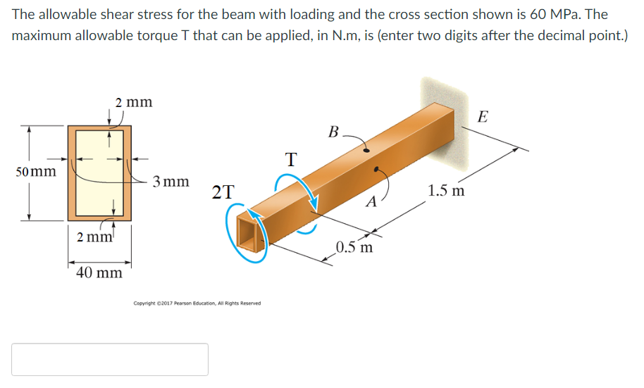 Solved The allowable shear stress for the beam with loading | Chegg.com
