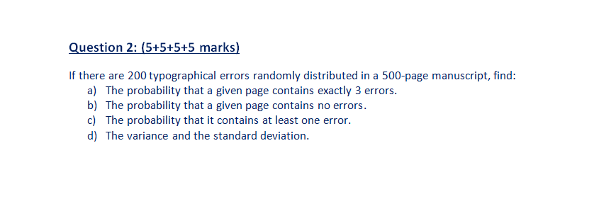 Solved Question 2: (5+5+5+5 marks) If there are 200 | Chegg.com