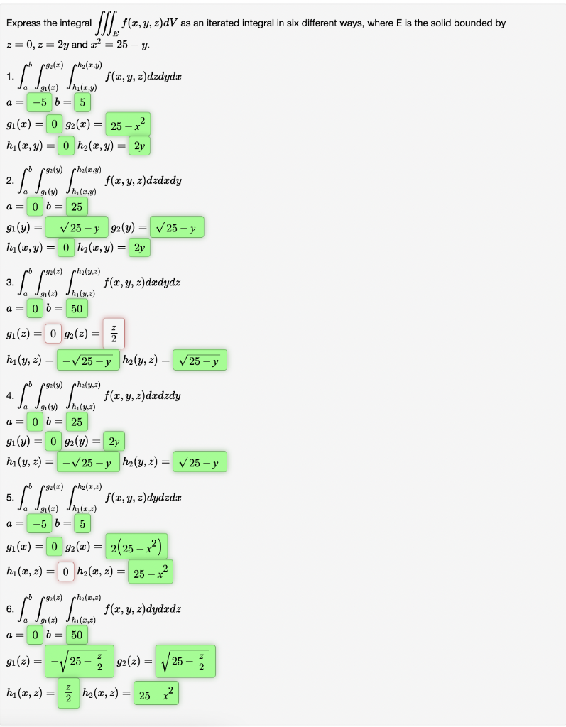 Solved Express the integral ∭Ef(x,y,z)dV as an iterated | Chegg.com
