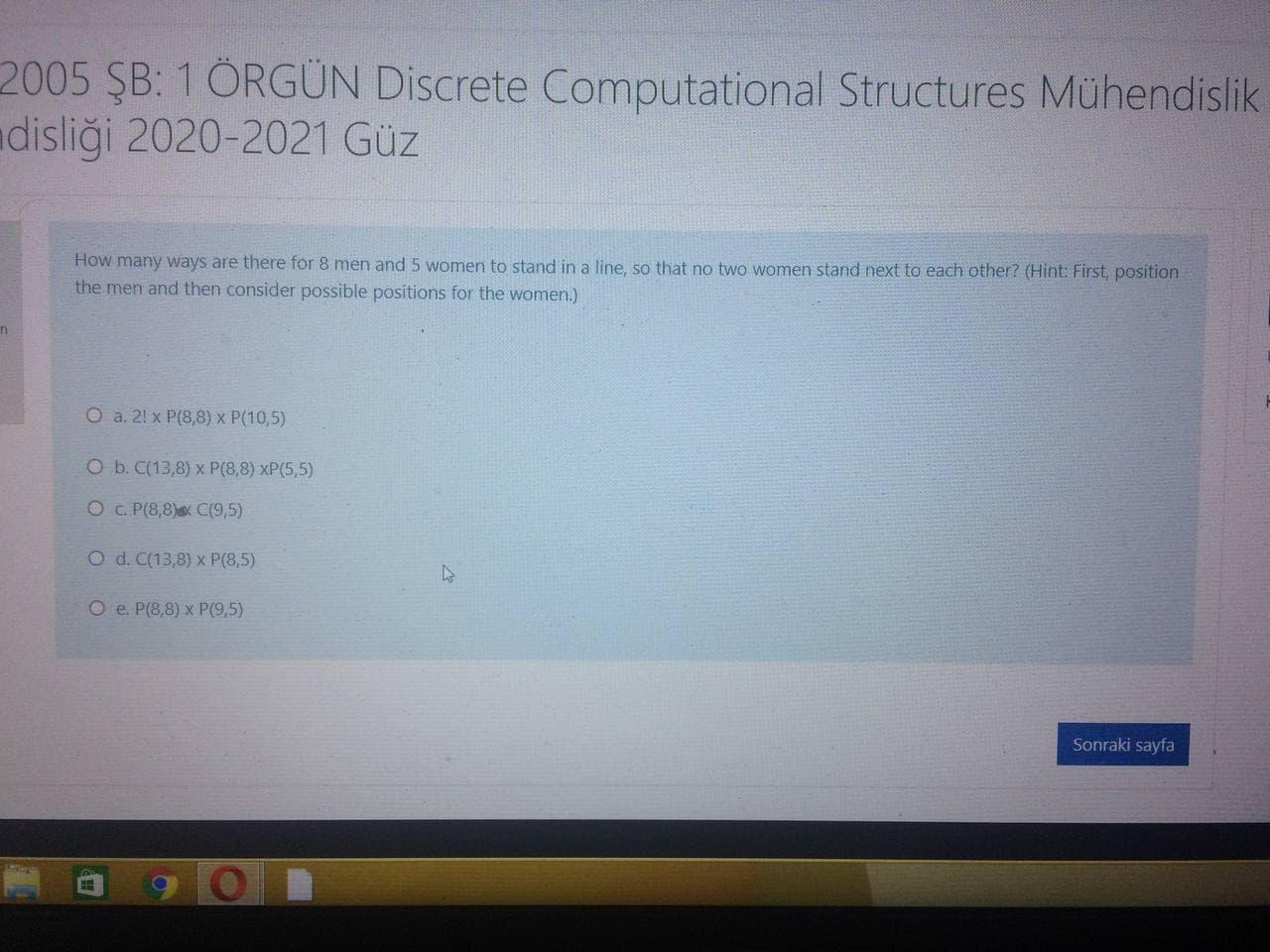 Solved 2005 ŞB: 1 ÖRGÜN Discrete Computational Structures | Chegg.com