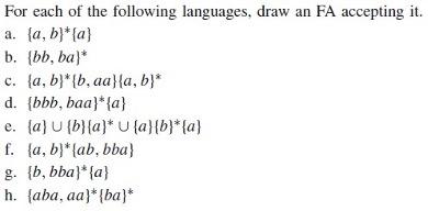 Solved For each of the following languages, draw an FA | Chegg.com