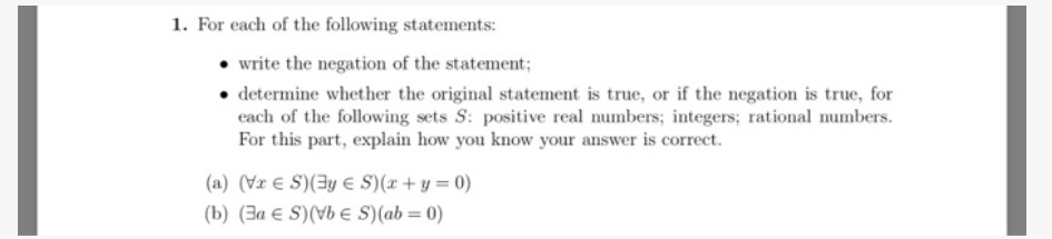 Solved 1. For each of the following statements: write the | Chegg.com