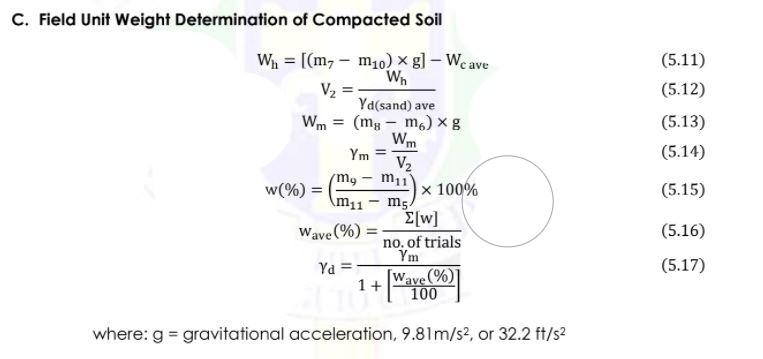 Solved C. Field Unit Weight Determination of Compacted Soil | Chegg.com