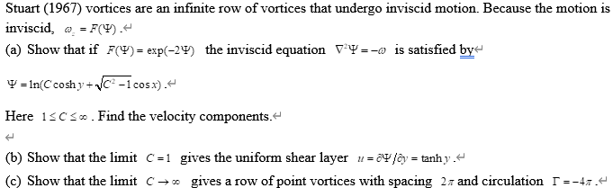 Solved Stuart (1967) vortices are an infinite row of | Chegg.com