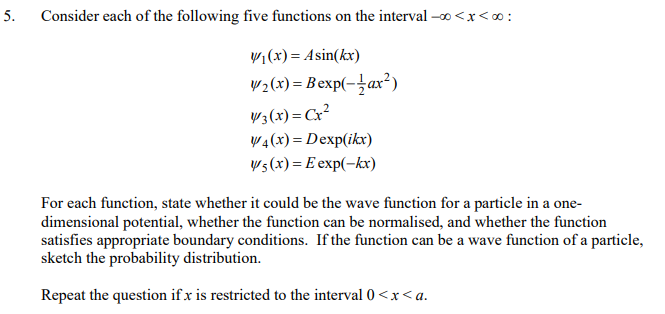Solved 5. Consider each of the following five functions on | Chegg.com