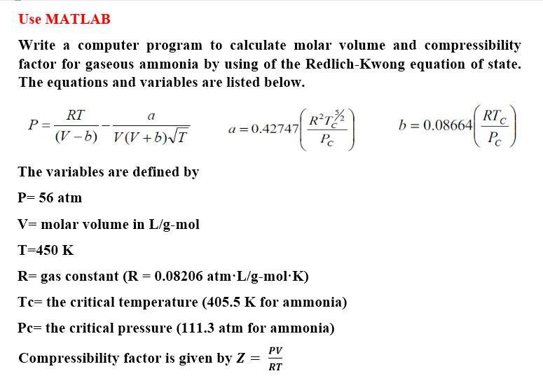 Solved Use MATLAB Write a computer program to calculate | Chegg.com
