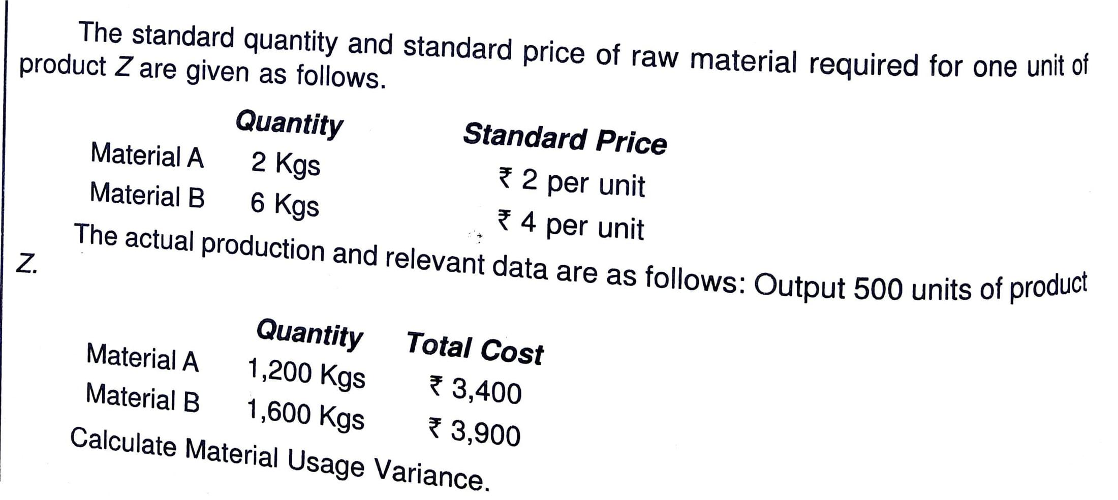 Solved The standard quantity and standard price of raw | Chegg.com