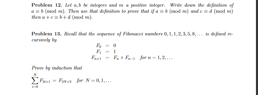 Solved Problem 12. Let a,b be integers and m a positive | Chegg.com