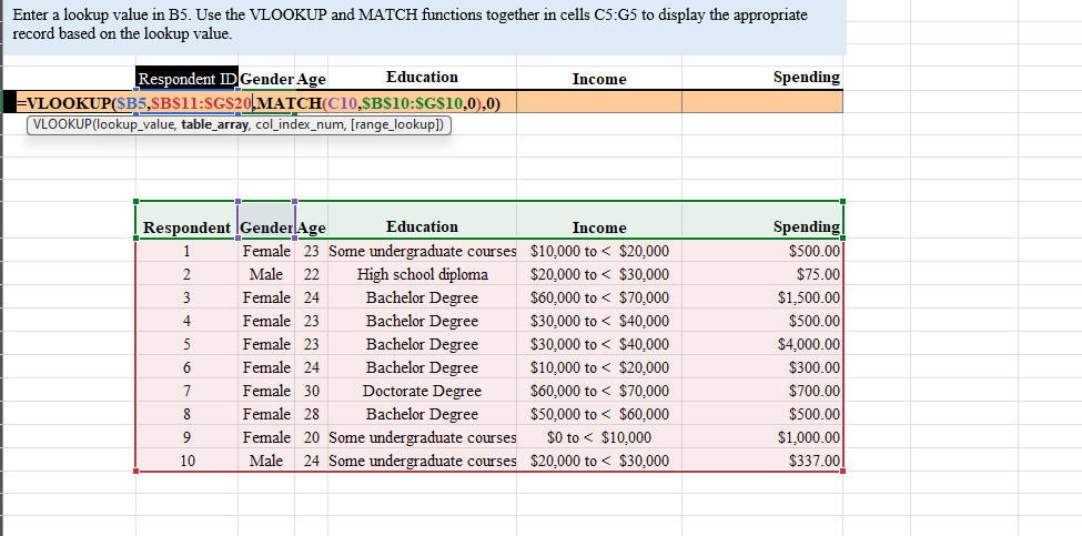 Solved Enter a lookup value in B5. ﻿Use the VLOOKUP and | Chegg.com