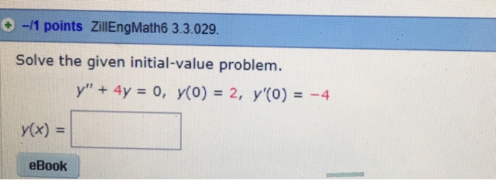 Solved + -1 points ZillEngMath6 3.3.029. Solve the given | Chegg.com