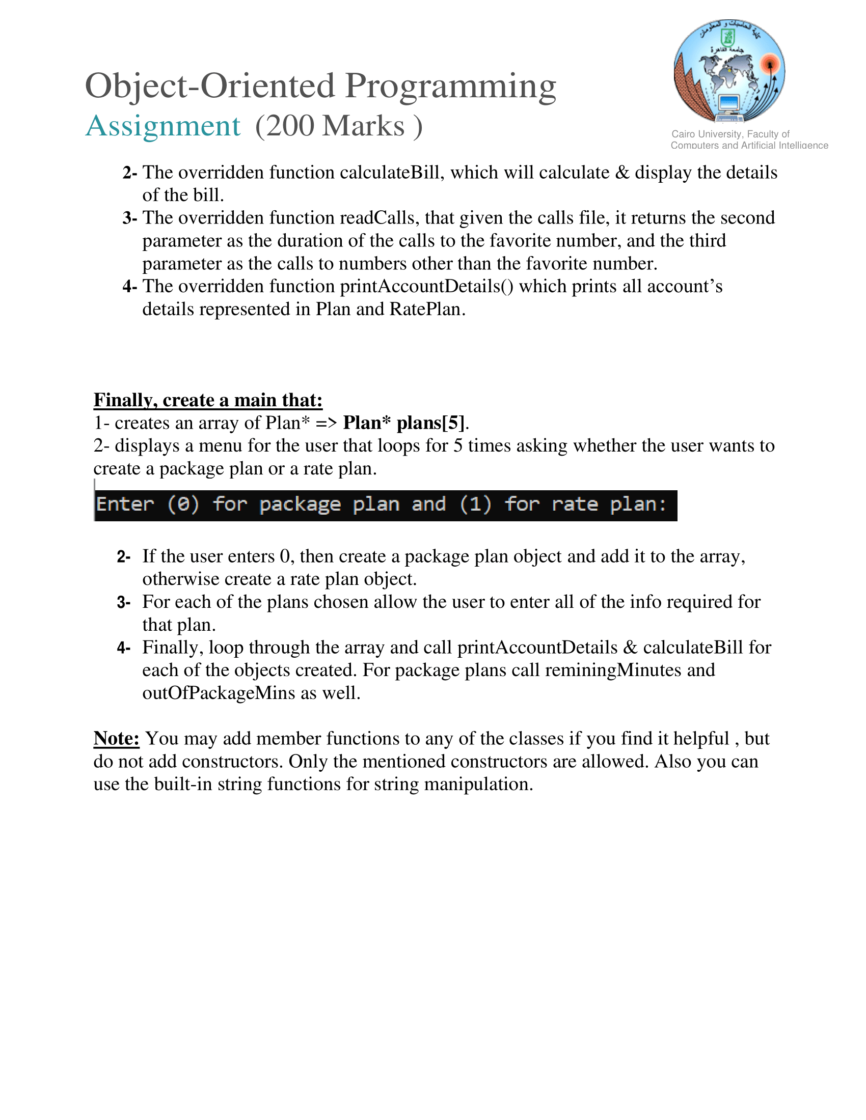 Solved Task Write a program for a mobile operator to manage | Chegg.com
