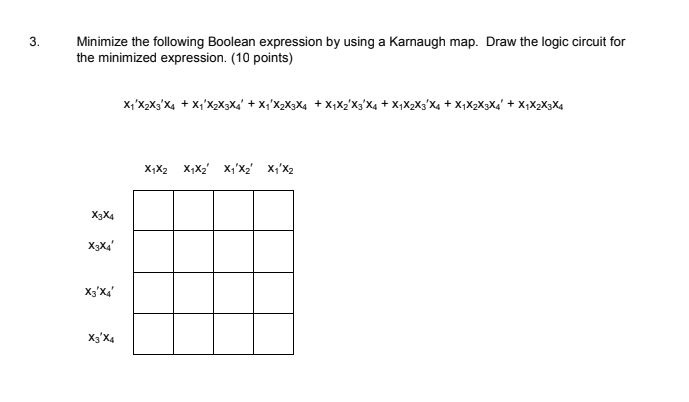 Solved 3. Minimize the following Boolean expression by using | Chegg.com