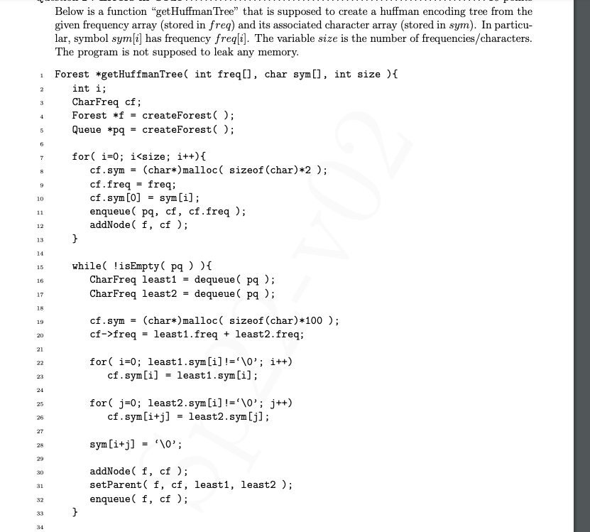 Solved Below is a function "get Huffman Tree" that is | Chegg.com