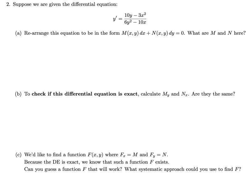 Solved Suppose we are given the differential | Chegg.com