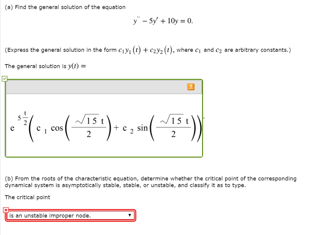Solved The options are: unstable improper node,unstable | Chegg.com