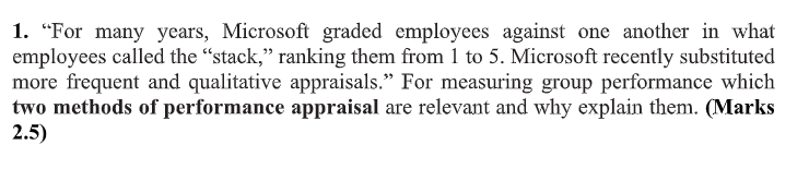 Solved 1. "For many years, Microsoft graded employees | Chegg.com