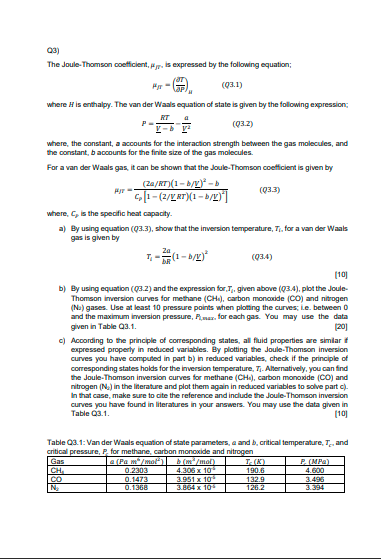 03) The Joule-Thomson coefficient, is expressed by | Chegg.com